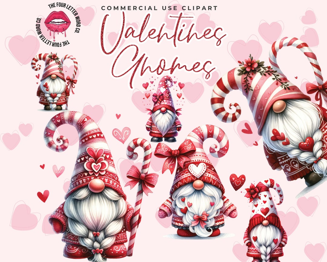 Valentine Gnomes Clipart Valentine PNG Gnome Clipart Valentines Day ...