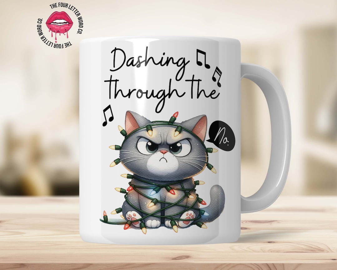 Funny Christmas Cat Mug Wrap Cat Christmas Mug Christmas Black Cat Png ...