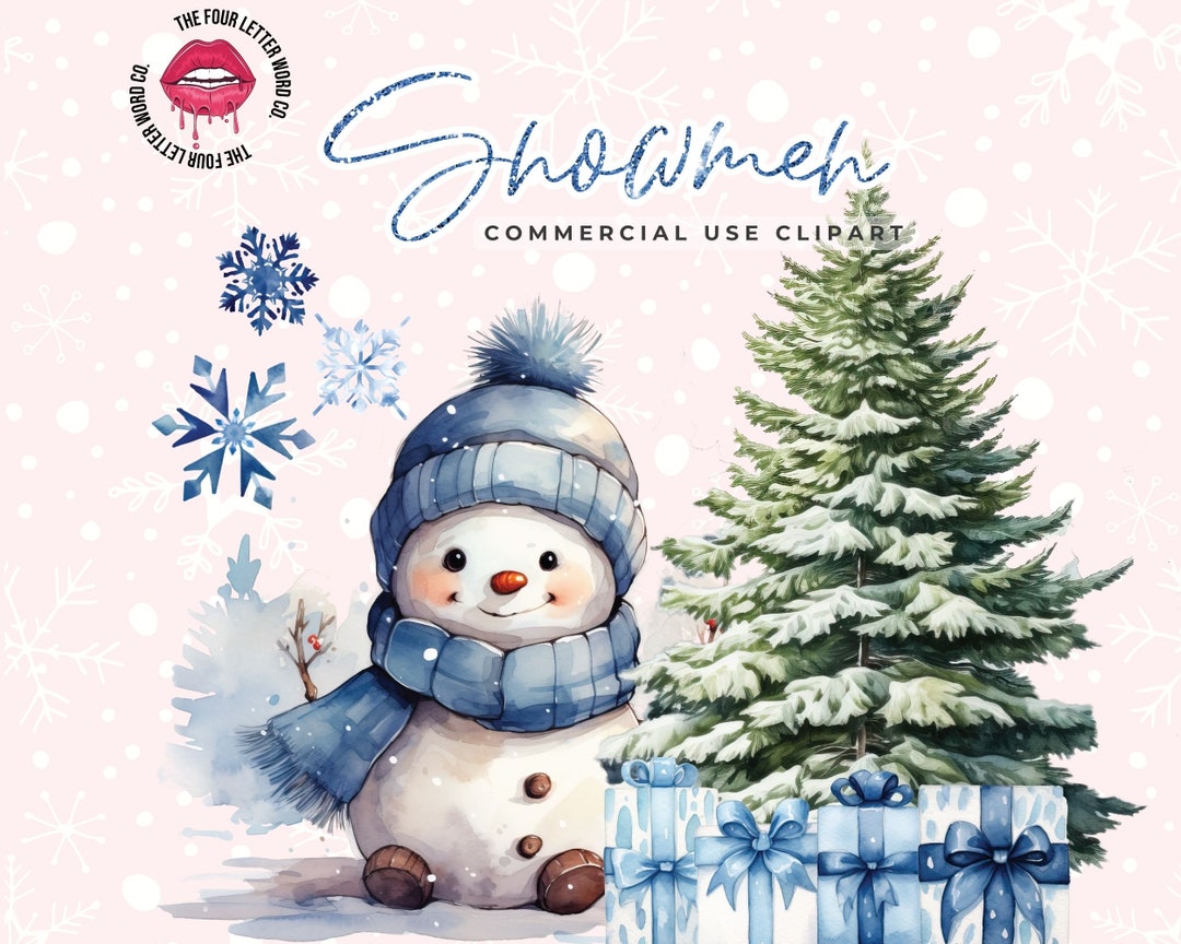 Cute Snowman Clipart Bundle | Blue Snowman PNG | Pink Christmas PNG ...