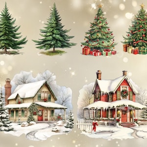 Country Christmas Clipart Bundle | Western Christmas PNG | Watercolor ...