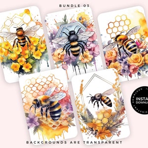 Watercolor Honey Bee Clipart Bundle | Bee Illustrations | Cute Bees ...
