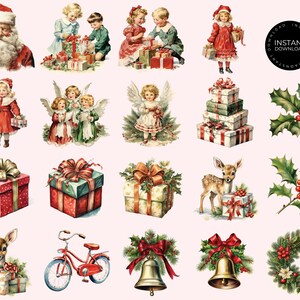 Vintage Christmas Clipart Bundle | Christmas Ephemera | Vintage ...