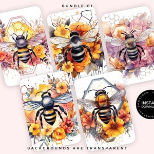Watercolor Honey Bee Clipart Bundle | Bee Illustrations | Cute Bees ...