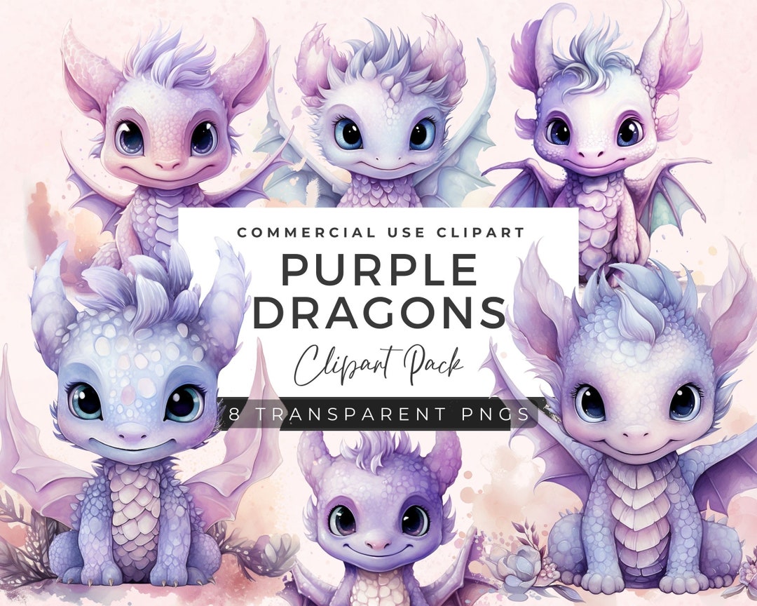 Cute Dragons Clipart | Dragons Watercolor Clipart Bundle | Baby Dragon ...