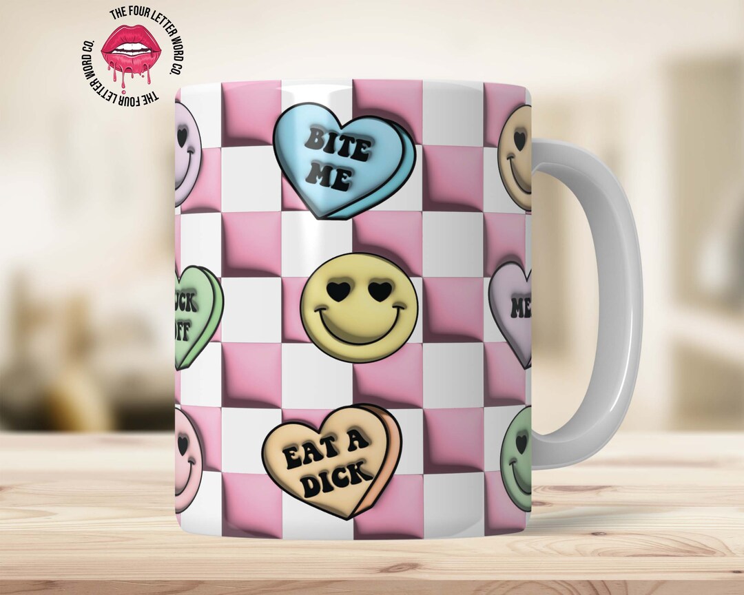 Candy Hearts Anti Valentine Mug Wrap Funny Candy Heart PNG Inflated 3D ...