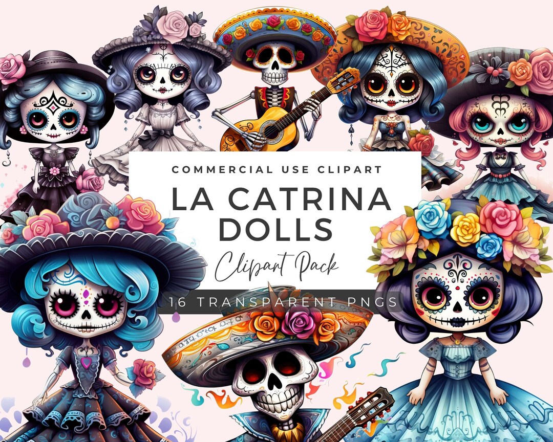 Cute La Catrina Clipart | Día De Los Muertos Clipart | Day of the Dead ...