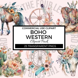 25 PNG Watercolor Western Clip Art Bundle Cowgirl Clip Art - Etsy
