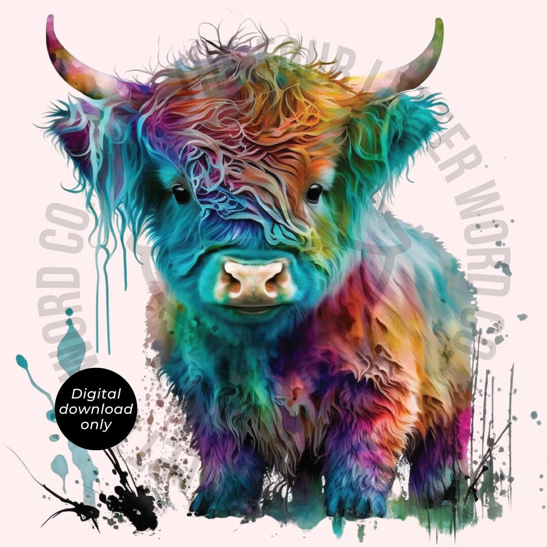 Highland Cow Sublimation Design | Highland Calf Sublimation PNG | Long ...