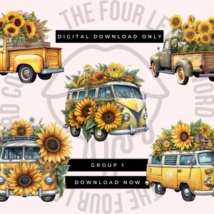 24 PNG Watercolor Sunflower Clipart Bundle | Sunflower Clipart | Boho ...