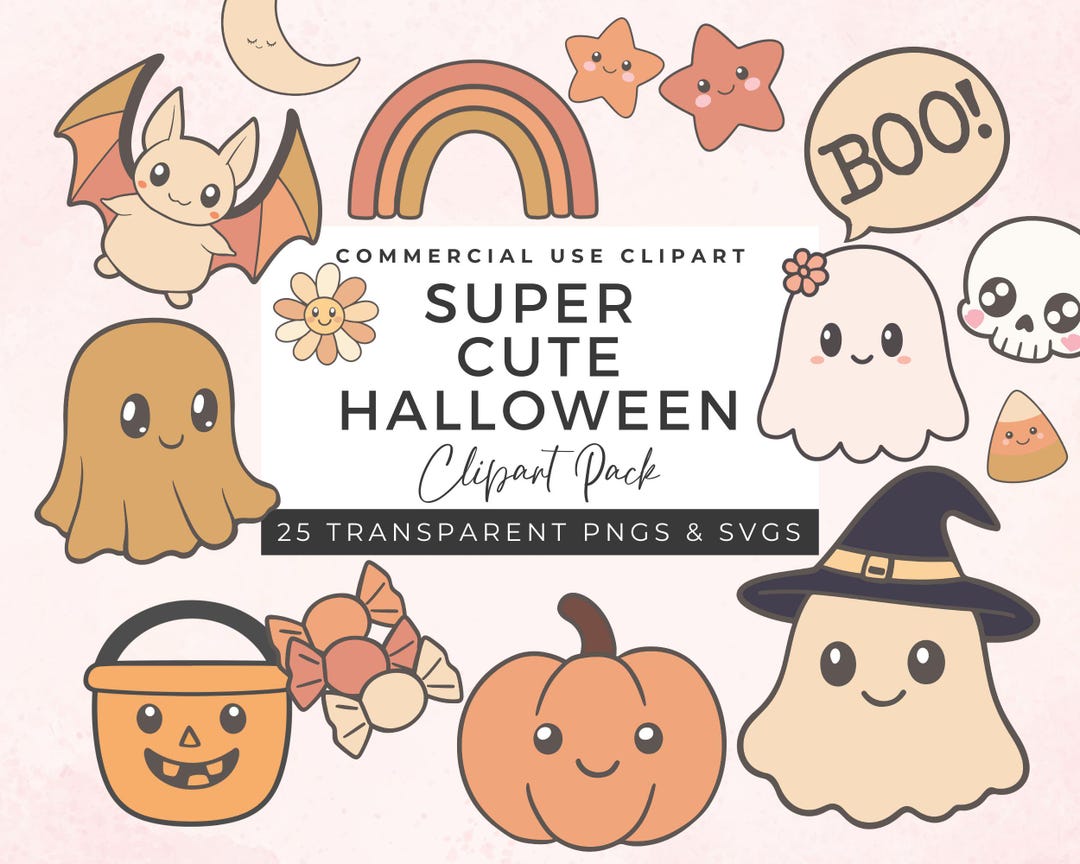 Cute Halloween Doodle Clipart | Boho Halloween Clipart | Spooky Clipart ...