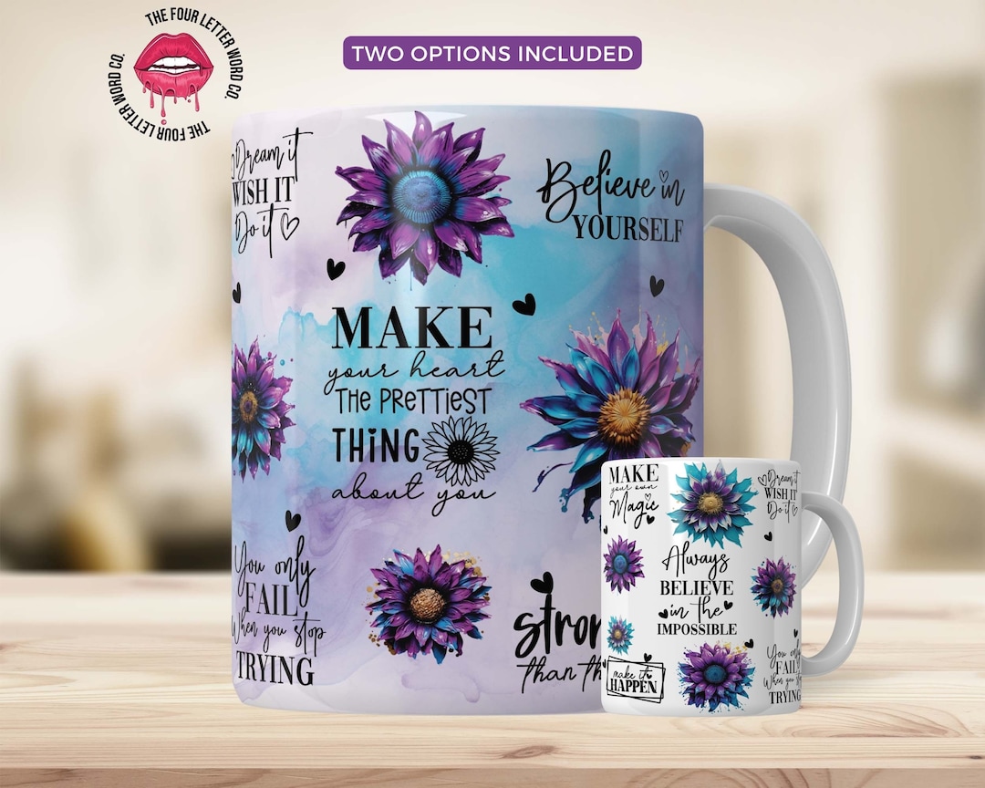 Motivational Mug Wrap Daily Reminder Mug PNG Mindfulness Mug PNG ...
