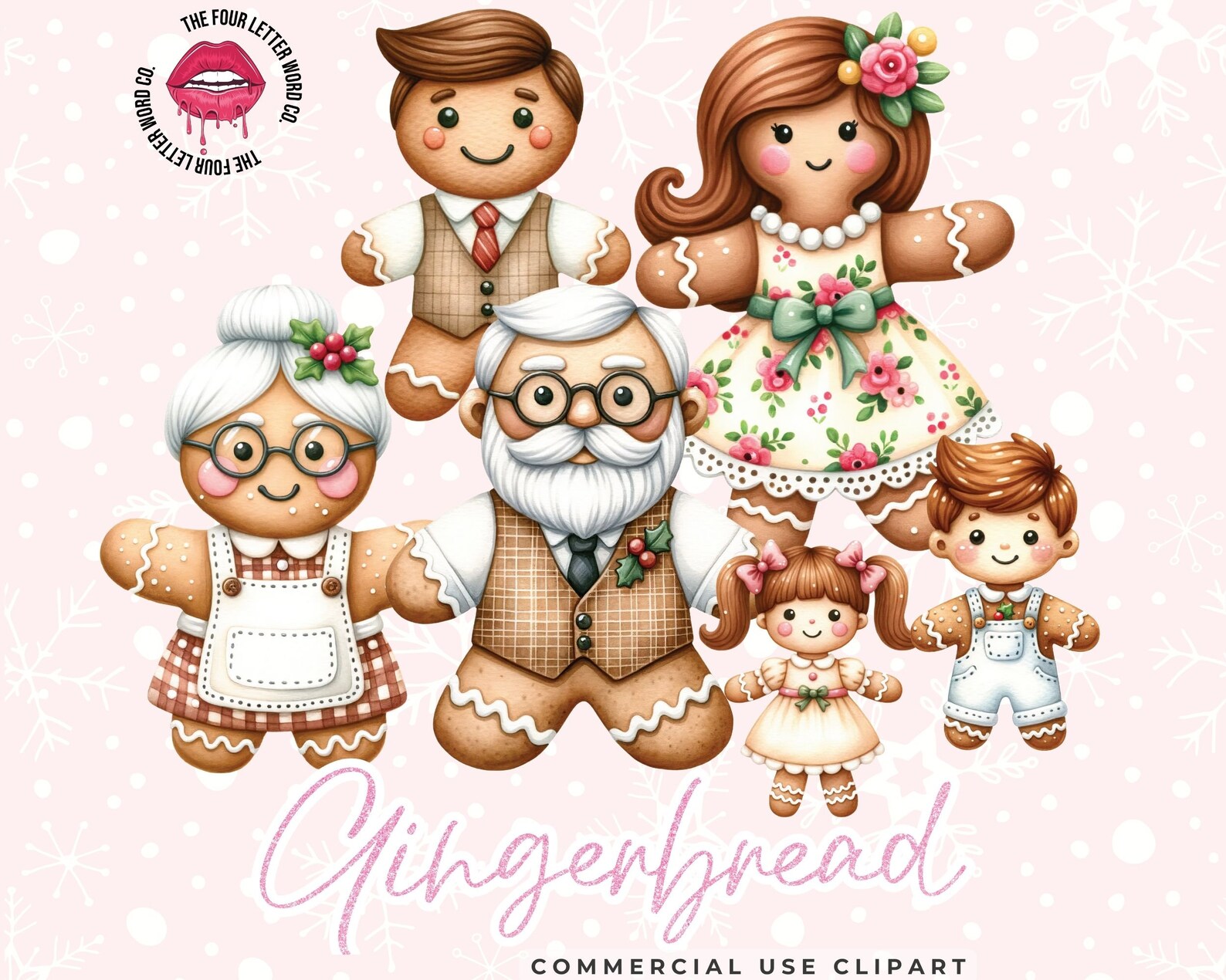 Christmas Gingerbread Family Clipart Bundle | Gingerbread PNG | My ...