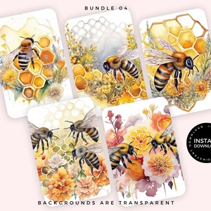 Watercolor Honey Bee Clipart Bundle | Bee Illustrations | Cute Bees ...