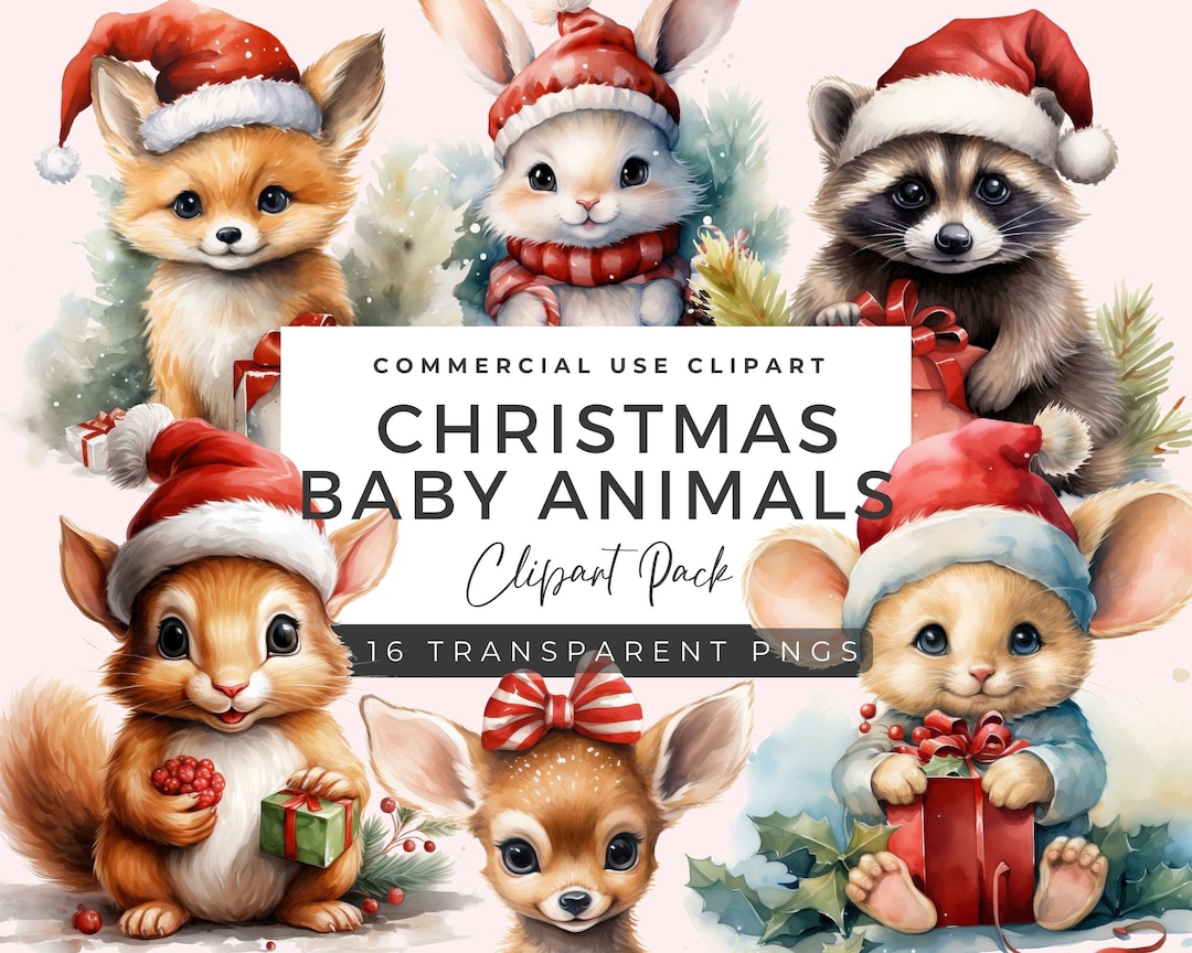 Cute Christmas Animal Clipart Bundle | Woodland Animal Clipart | Winter ...