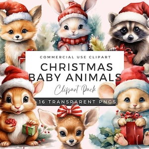 Cute Christmas Animal Clipart Bundle | Woodland Animal Clipart | Winter ...