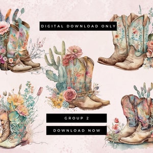 25 PNG Watercolor Western Clip Art Bundle | Cowgirl Clip Art | Western ...