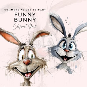 Watercolor Bunny Clipart Bundle | Funny Easter PNG | Bunnies With ...