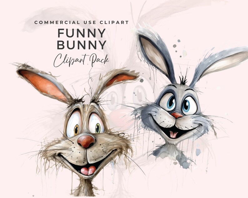 Watercolor Bunny Clipart Bundle | Funny Easter PNG | Bunnies With ...