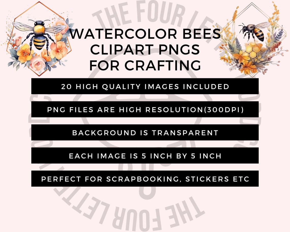 Watercolor Honey Bee Clipart Bundle | Bee Illustrations | Cute Bees ...