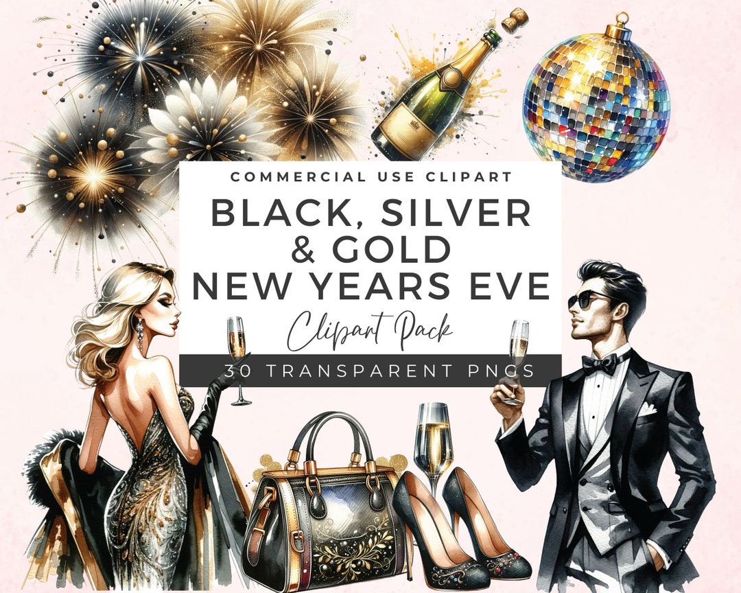 Watercolor New Years Eve Clipart New Years Eve Party Clipart New Year ...