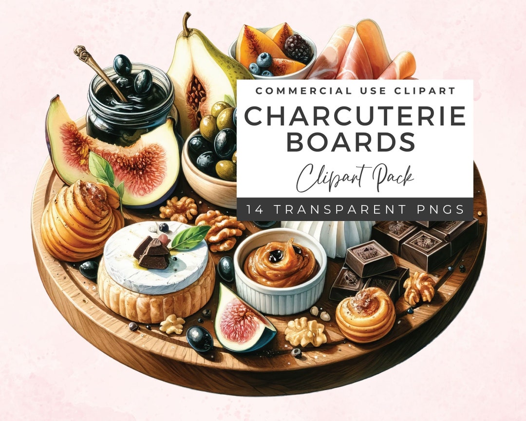 Watercolor Charcuterie Board Clipart Bundle | Food Clipart | French ...