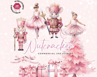 8 Pink Christmas Nutcracker Clipart High Quality Jpgs Holiday - Etsy