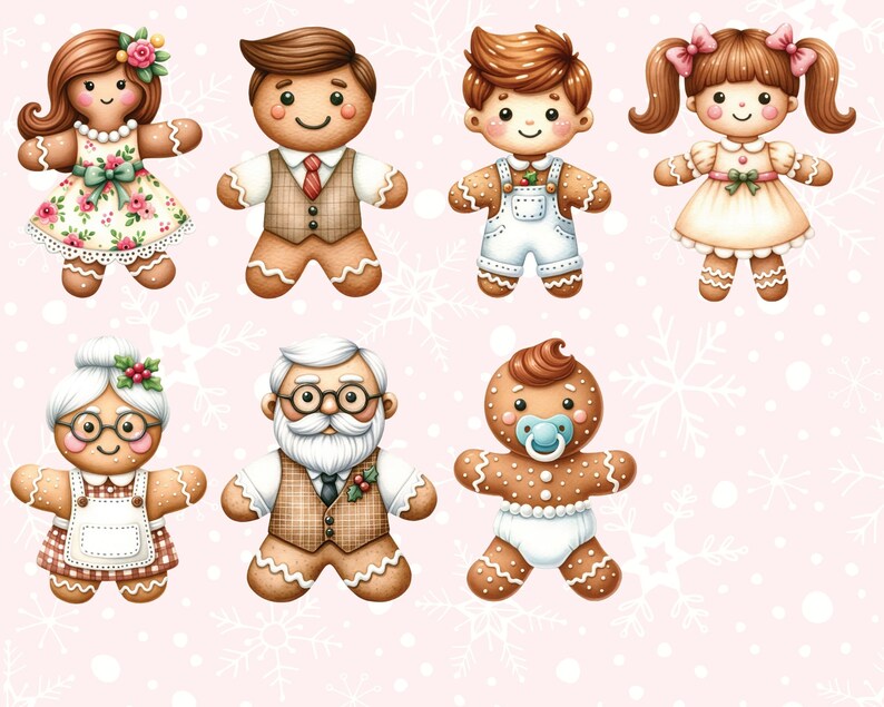 Christmas Gingerbread Family Clipart Bundle | Gingerbread PNG | My ...