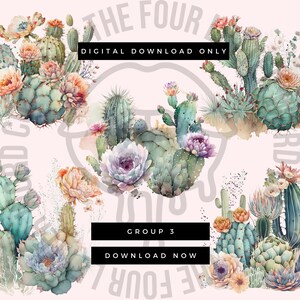 20 PNG Watercolor Cactus Floral Clip Art Bundle Cactus PNG - Etsy