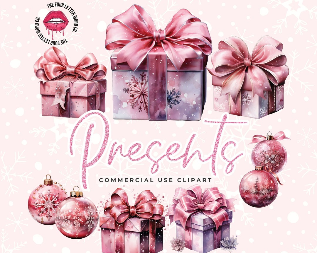 Pink Christmas Presents Clipart Bundle | Christmas Clipart | Christmas ...