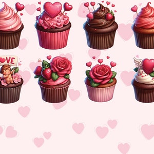 Valentine Cupcake Clipart Bundle | Dessert Clipart | Valentine PNG ...