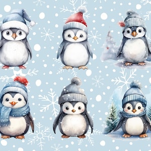 Christmas Penguin Clipart Bundle | Cute Penguin | Winter Clipart | Baby ...