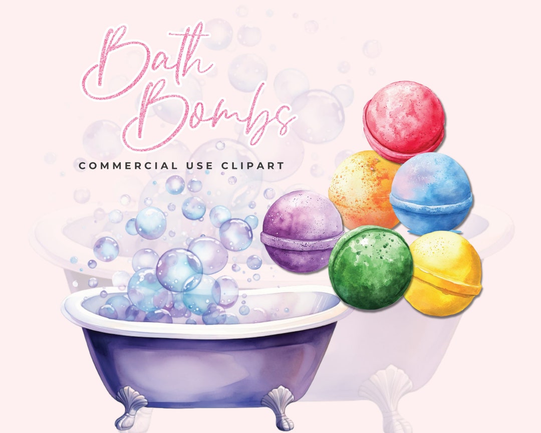 Rainbow Bath Bombs Clipart Bundle Watercolor Bath Bombs Clipart Bath ...