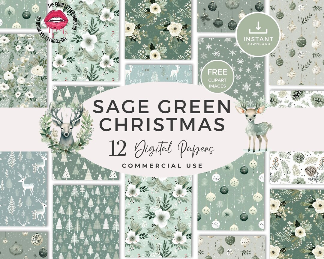 Printable Digital Paper | Christmas Background | Seamless Patterns ...