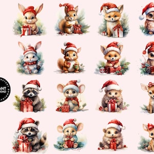 Cute Christmas Animal Clipart Bundle | Woodland Animal Clipart | Winter ...