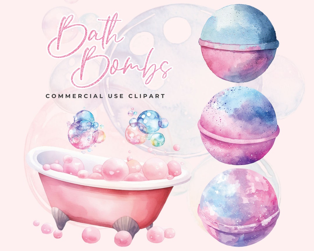 Pink Bath Bombs Clipart Bundle | Watercolor Bath Bombs Clipart | Bath ...