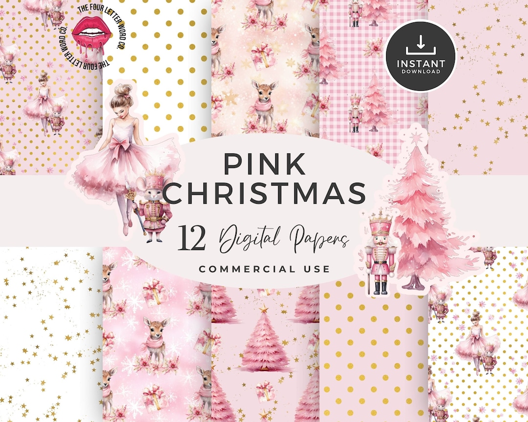 Printable Digital Paper Christmas Background Seamless Patterns ...