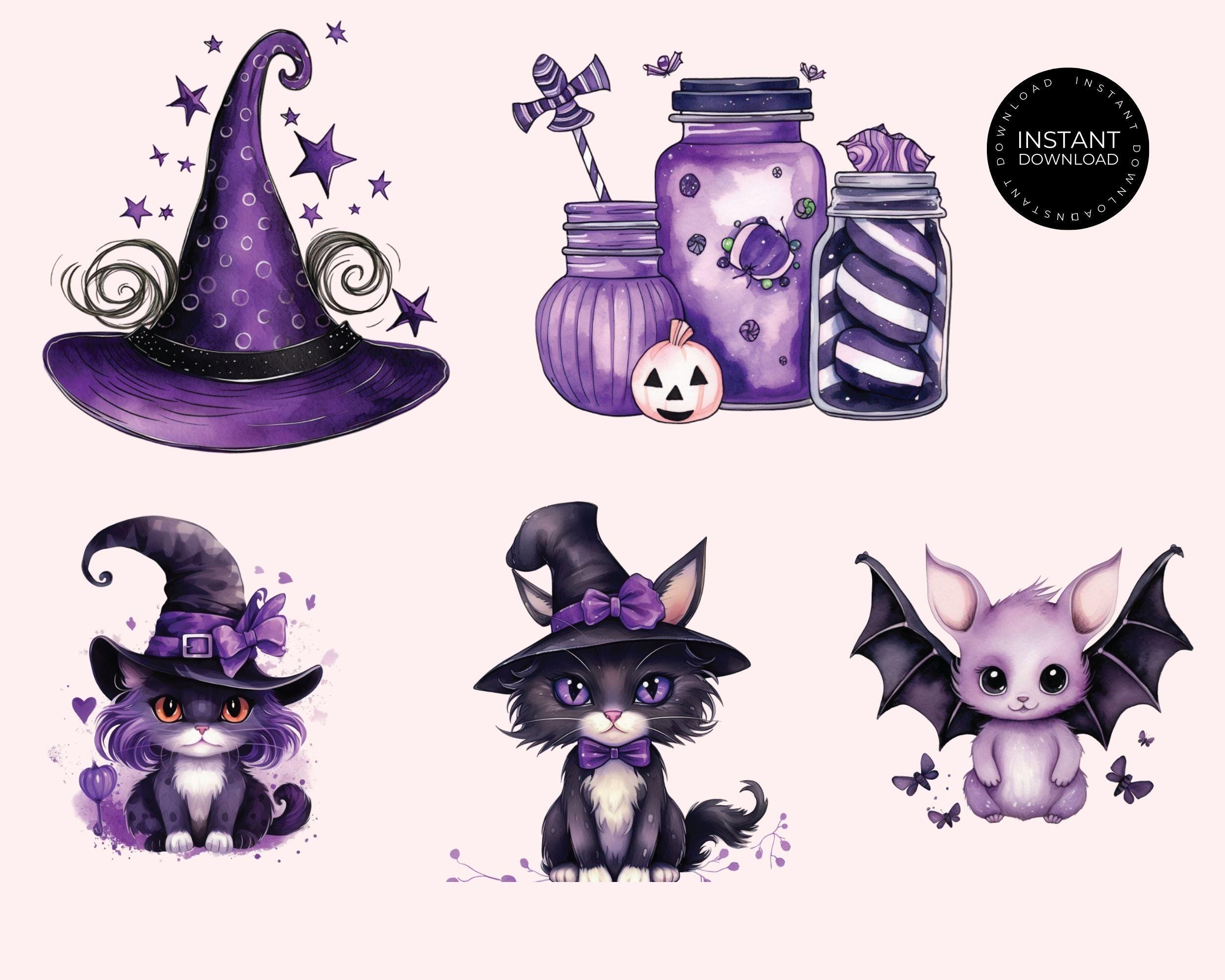 Cute Halloween Clipart | Watercolor Halloween Clipart | Spooky Clipart ...