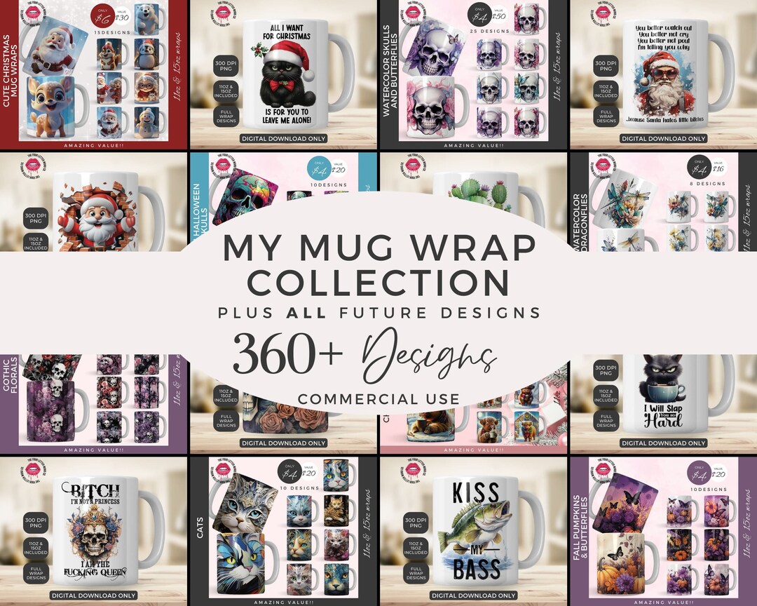 Entire Store Mug Wrap Bundle | 11oz & 15oz Mug Wrap Sublimation Designs ...
