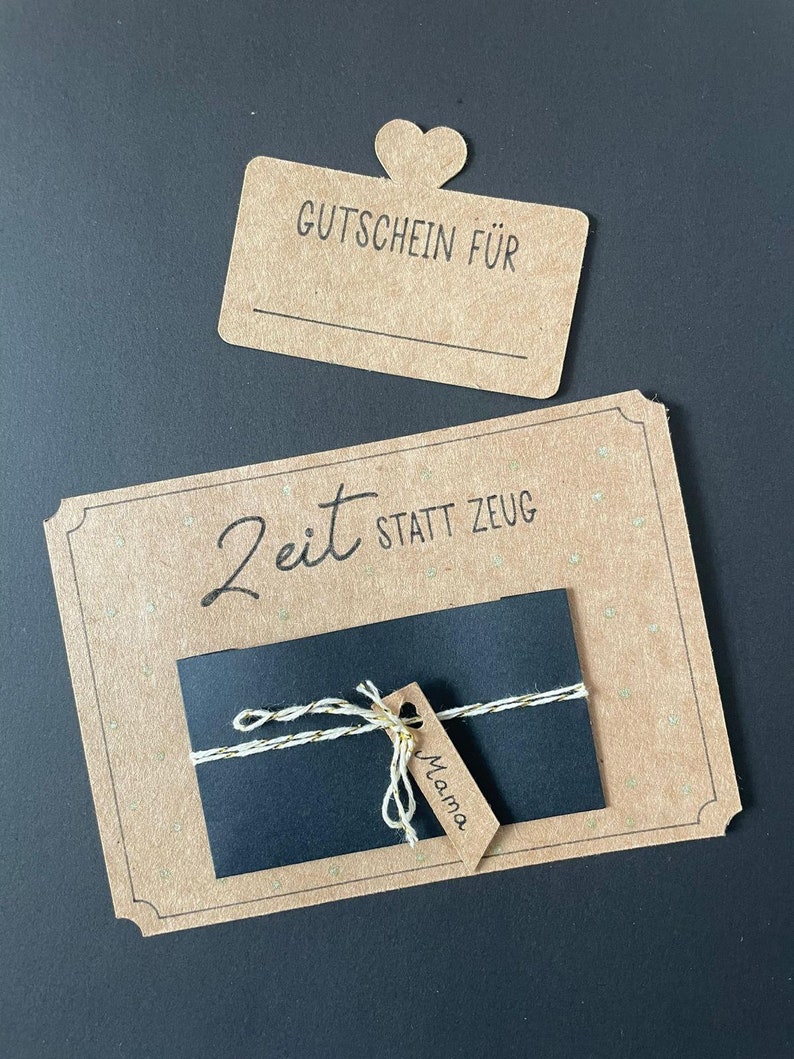 Zeitgutschein Postkarte mit Gutschein Zeit statt Zeug Gutschein zum ...