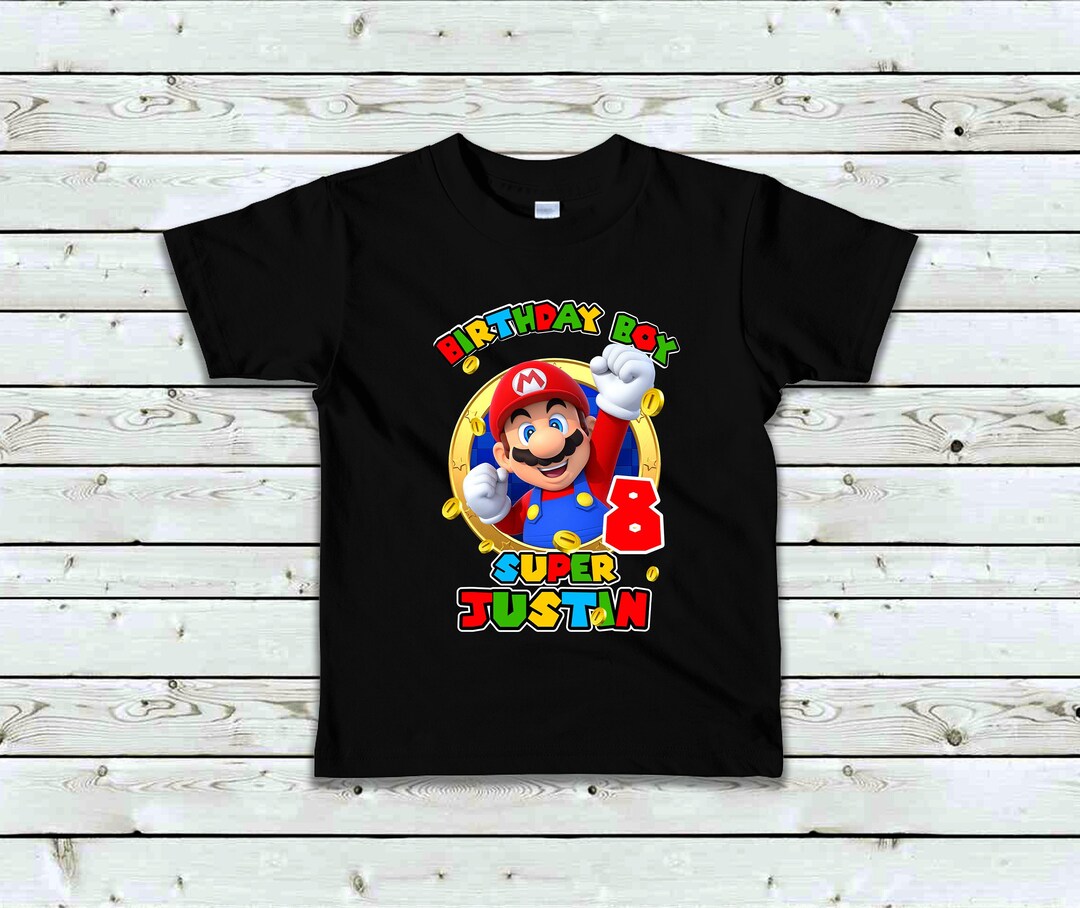 Custom Super Mario Birthday Shirt, Birthday Shirt for Kids, Mario Youth ...
