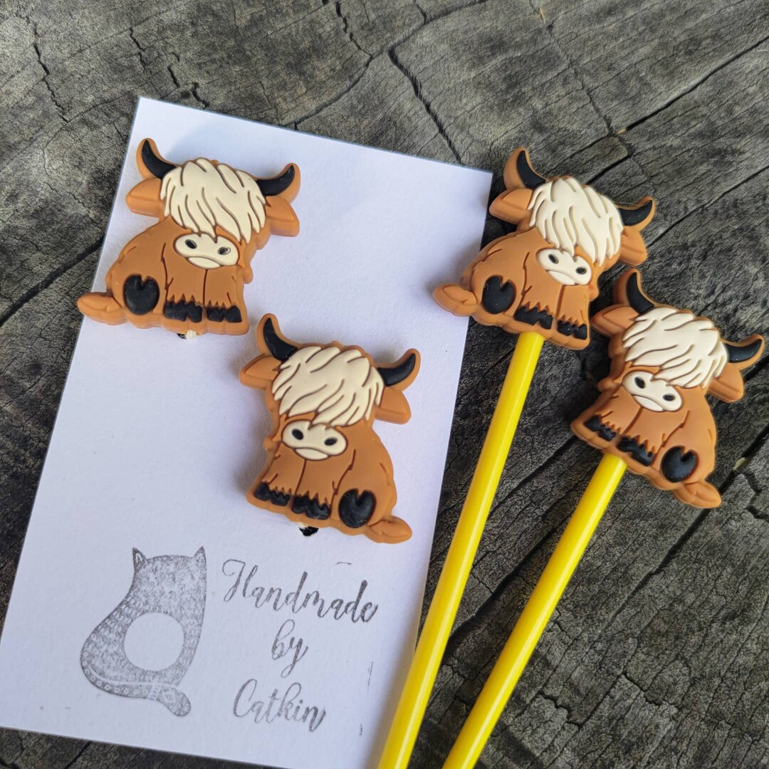 Knitting Needle Stoppers/ Knitting Needle Keepers: Highland Cattle Set ...