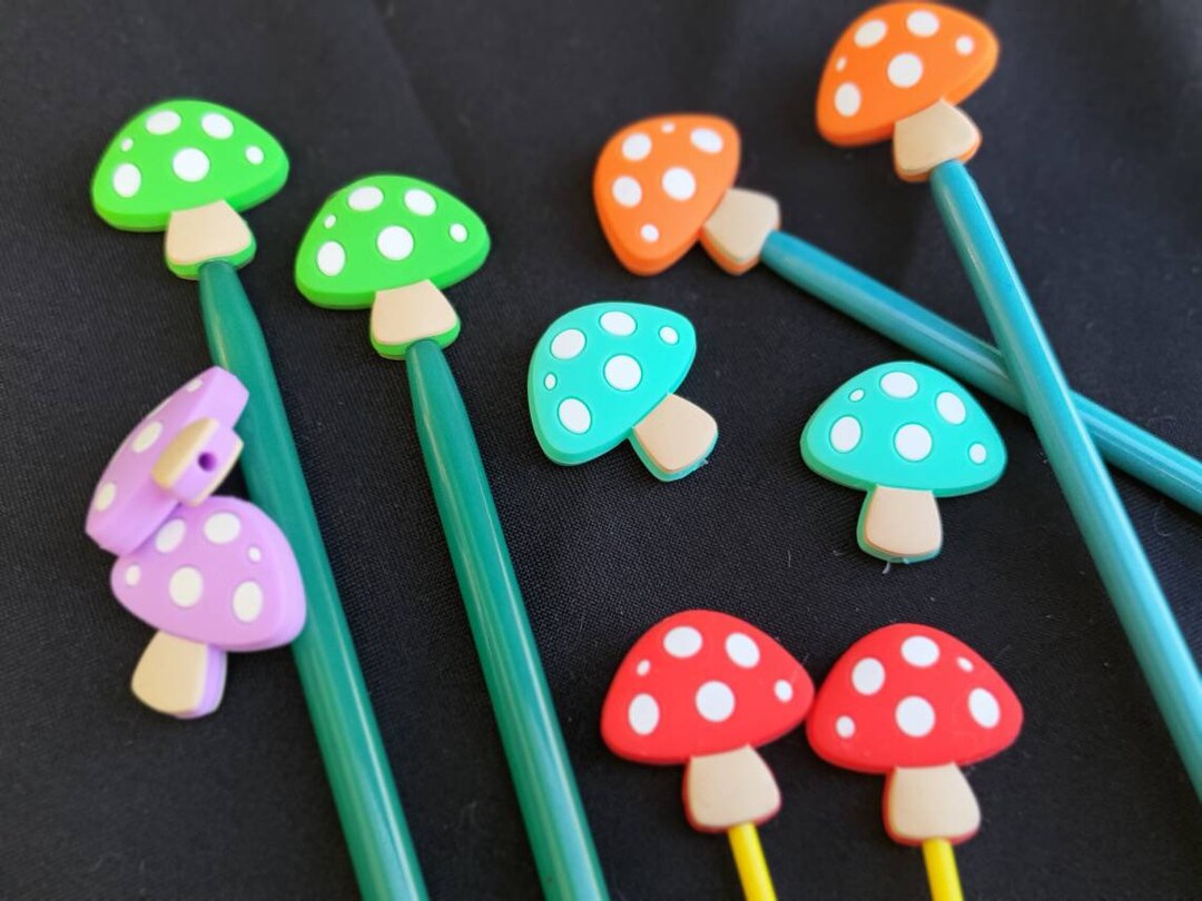 Knitting Needle Stoppers/ Knitting Needle Keepers: Mushroom Set of 2 ...