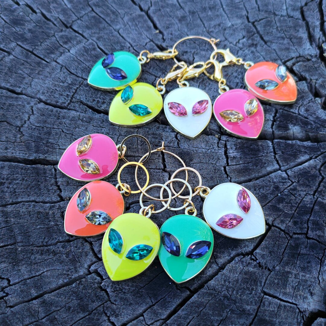Space Alien Stitch Markers Sets: Choose Your Clasps, Knitting and ...