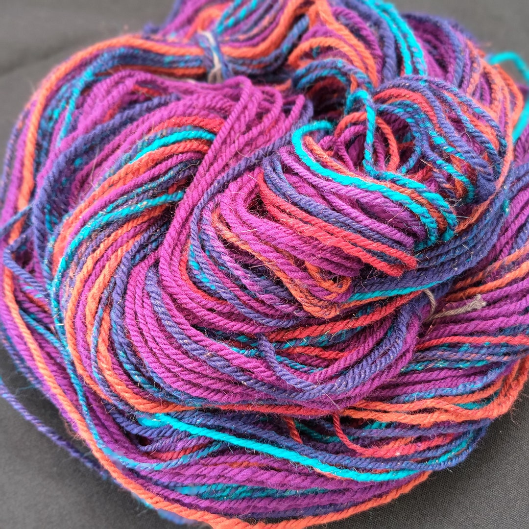 Hand Spun Art Yarn: 117g Aran Weight Self Striping Hand Spun Art Yarn ...