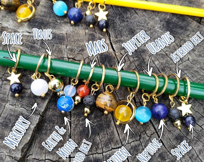 Solar System Space Stitch Markers Set of 12 Markers, Knitting Slip ...