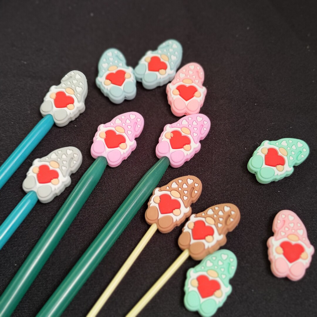 Knitting Needle Stoppers/ Knitting Needle Keepers: Love Heart Gnome Set ...