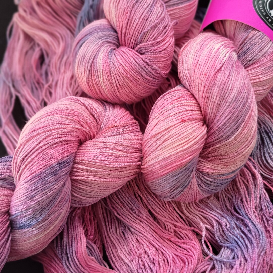 Hand Dyed Cotton Yarn: 4ply "nebula" 100g/400m Cotton Sock Magenta and ...