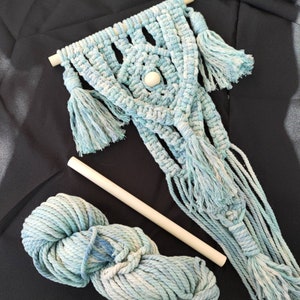 Hand Dyed Macrame DIY KIT: Blue Shades Wall Hanging Kit, 3mm Macrame ...