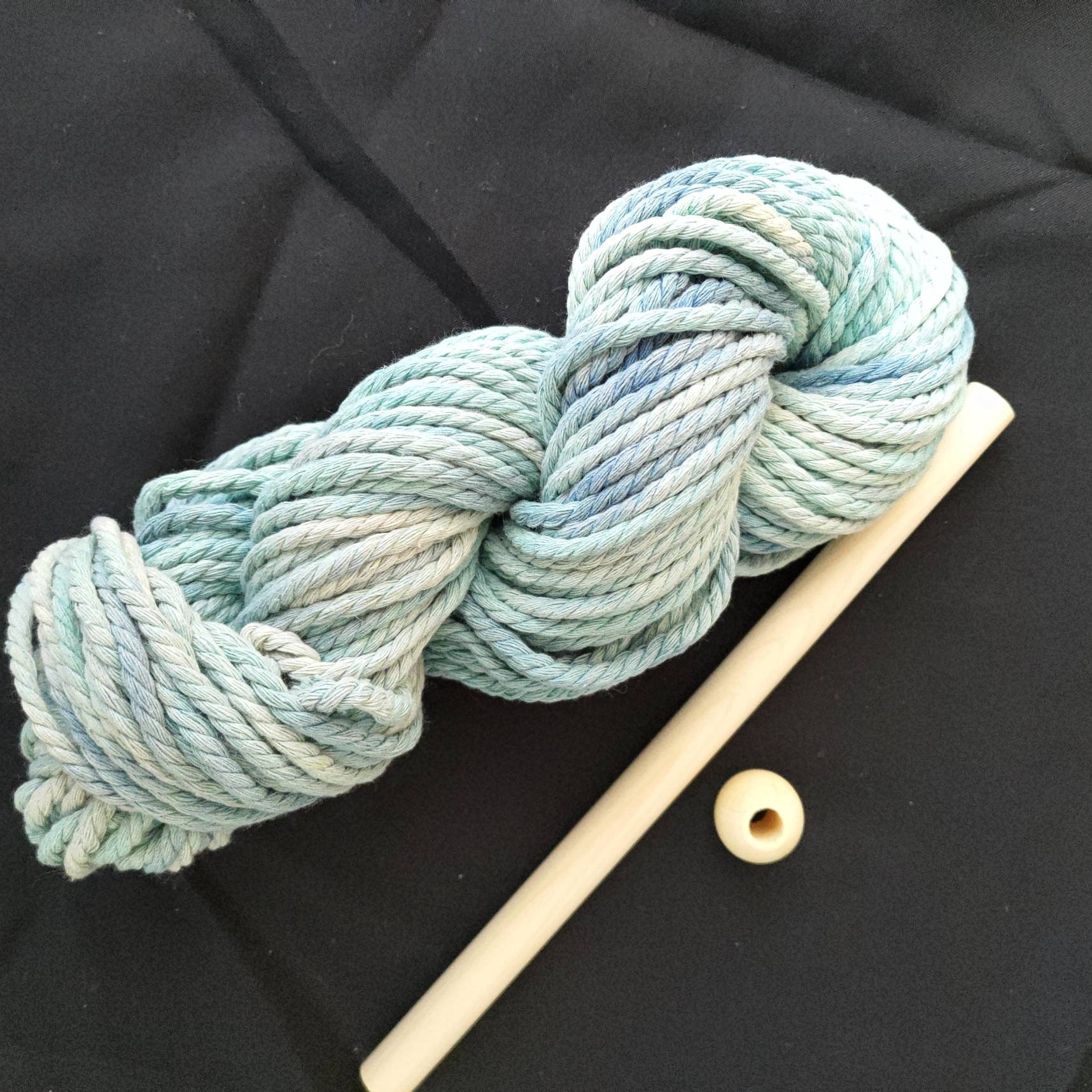 Hand Dyed Macrame DIY KIT: Blue Shades Wall Hanging Kit, 3mm Macrame ...