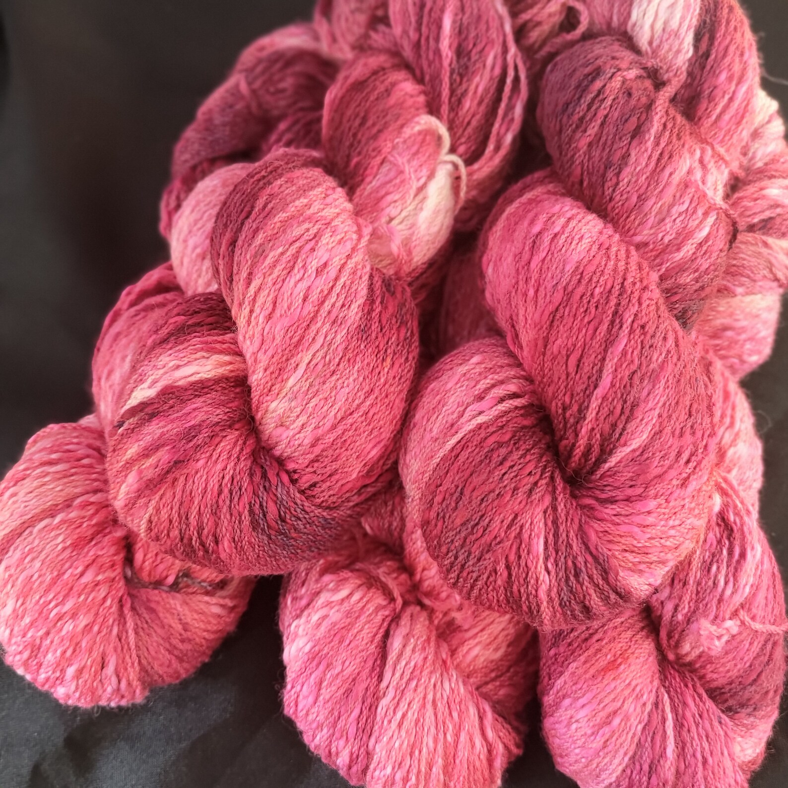 Hand Dyed Wool/cotton Yarn:8ply "cherry Blossom" 100g/200m Pink ...